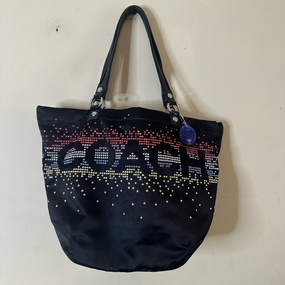 Coach | Bags | Coach Special Edition Holiday Tote Black Wmulticolored ...